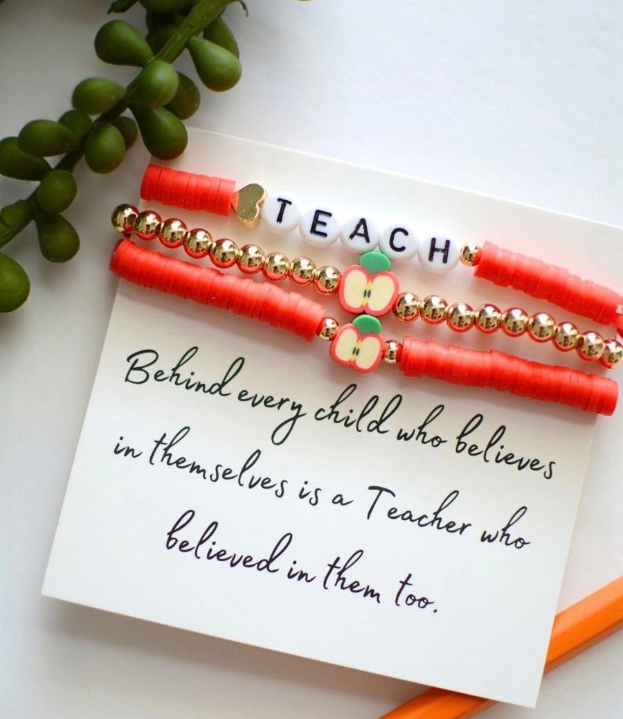 001 Teacher Bracelet Stack On Inspirational Thank You Card Gift | Oh My ...